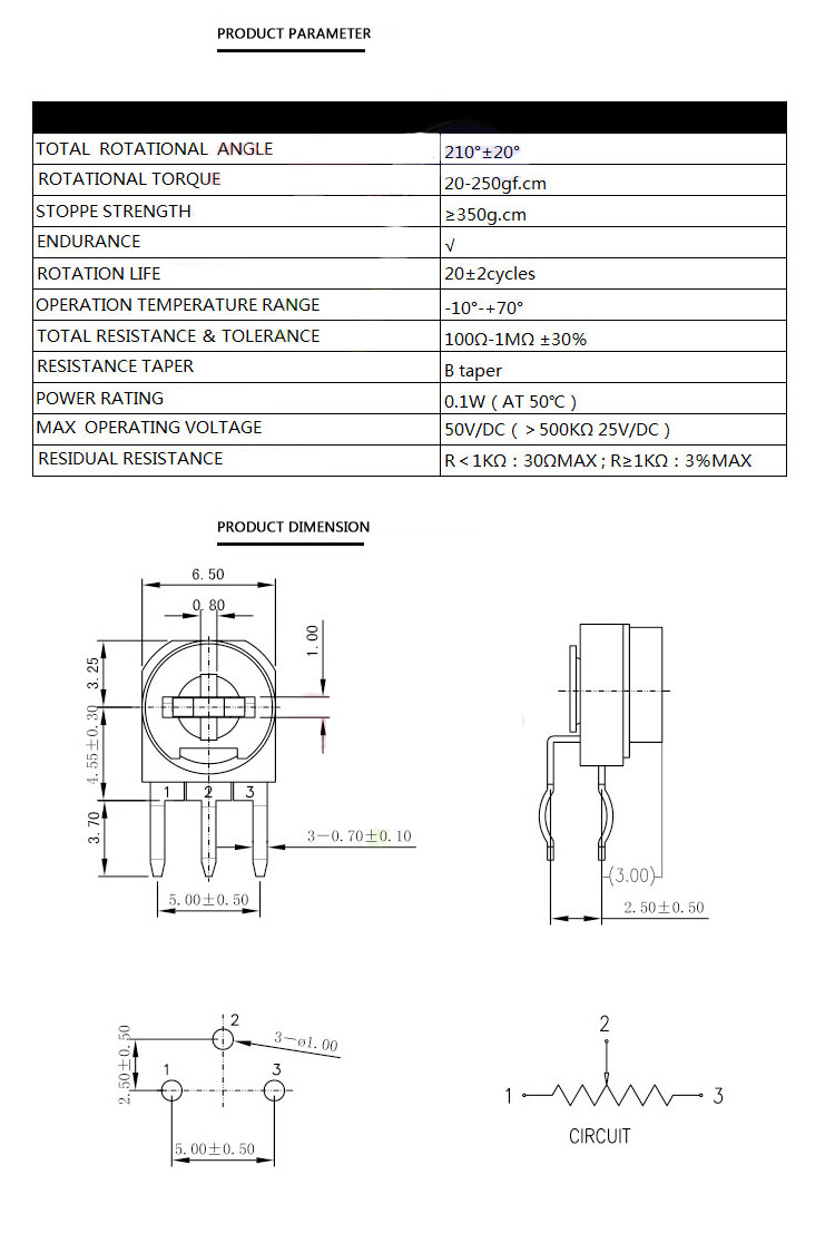 RM063 Carbon Film Potentiometer Variable Widerstände WH06 Trimmer Pot ...