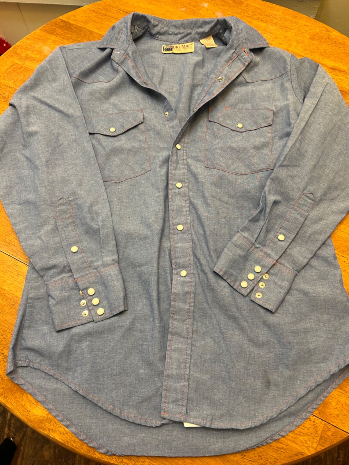Big Mac Work Wear Shirt Mens 16-16 1/2 Tall Blue Denim Long Sleeve ...