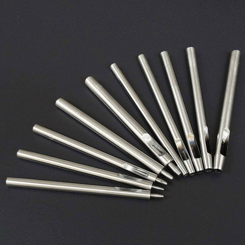 10pcs Heavy Duty Leather Hollow Hole Punch Set DIY Craft Hand Tools 0.5 ...