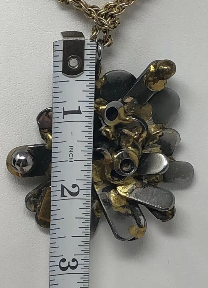 MCM 70's Mid Century Modern Richard Bitterman Brutalist Metal Pendant ...