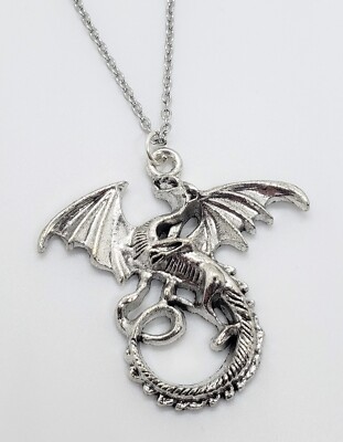 Dragon Necklace Large Silver Dragon Pendant on Stainless Steel Chain | eBay