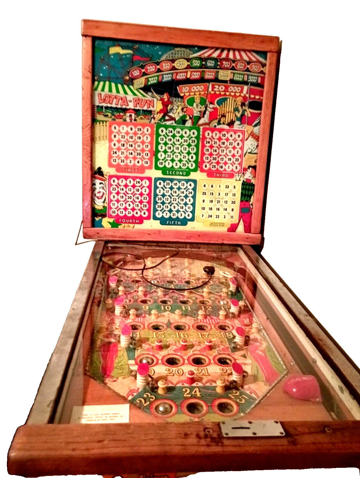 Vintage 1958 Bally Lotta Fun Bingo Pinball Machine arcade woodrail ...