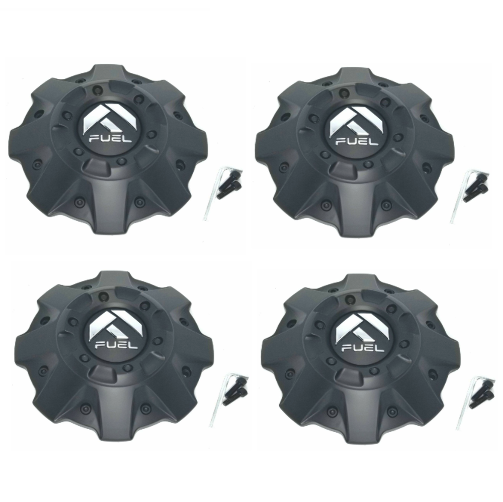 Set of 4 Fuel Offroad Flat Black Truck Wheel 8" Center Hub Cap 5/6 Lug ...