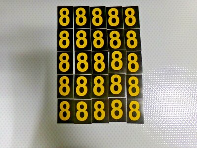 BRADY Number Label, 8, Yellow On Black, 1-1/2" Character Height, 25 PK ...