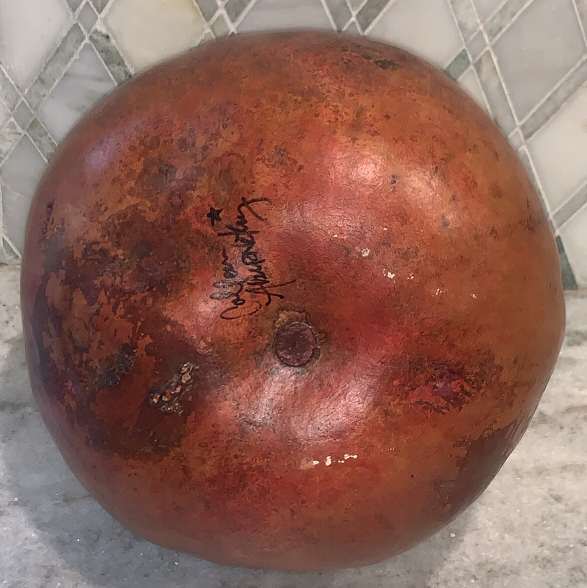 Vintage Colleen Abernathy Handpainted Large Fat Gourd Pear 9”Diameter ...