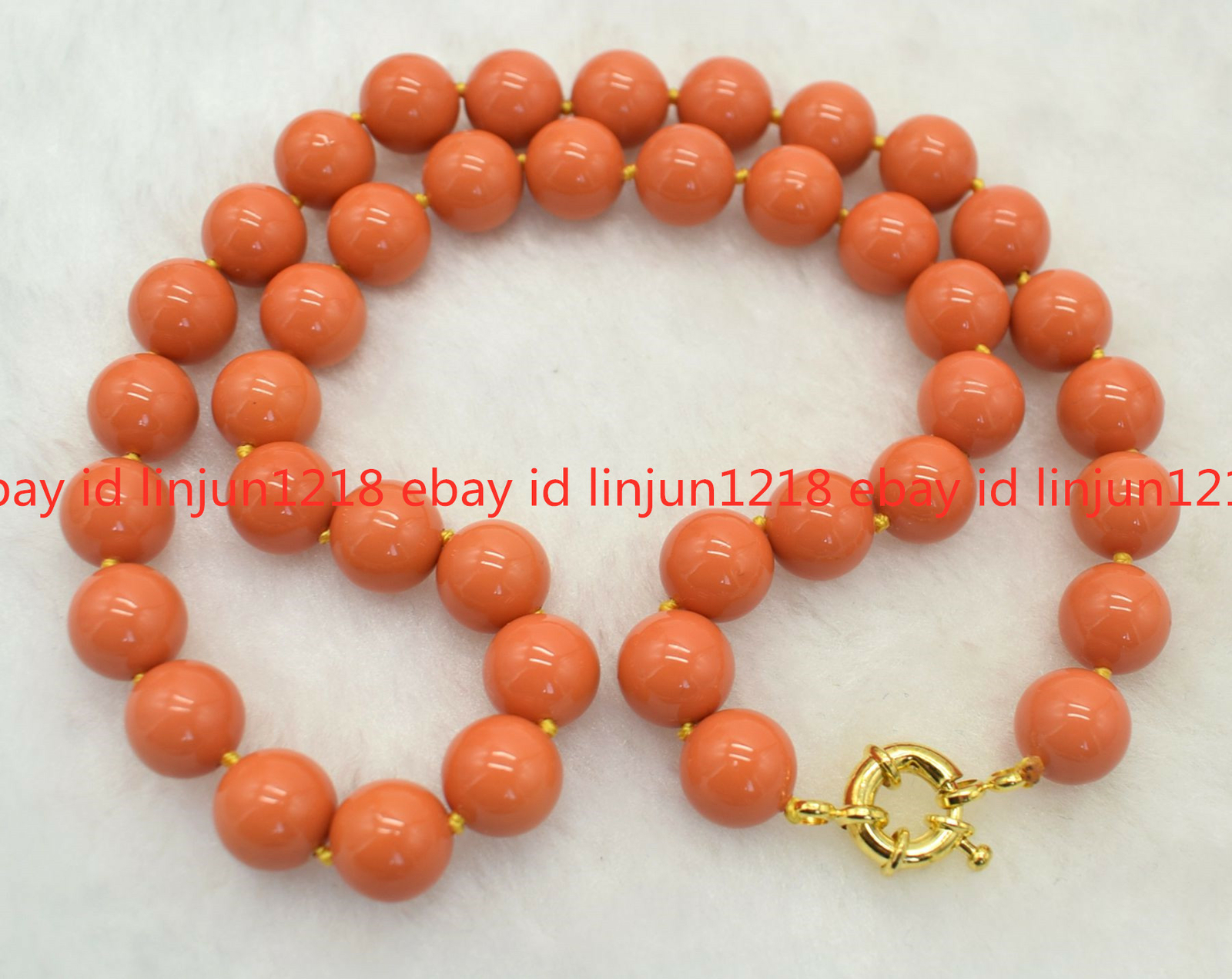HOT! 8mm 10mm 12mm Orange Shell Pearl Beads Necklace 18'' | eBay