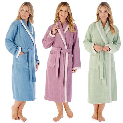 Slenderella Towelling Robe 46" Textured Luxury Towel Drying Cotton ...