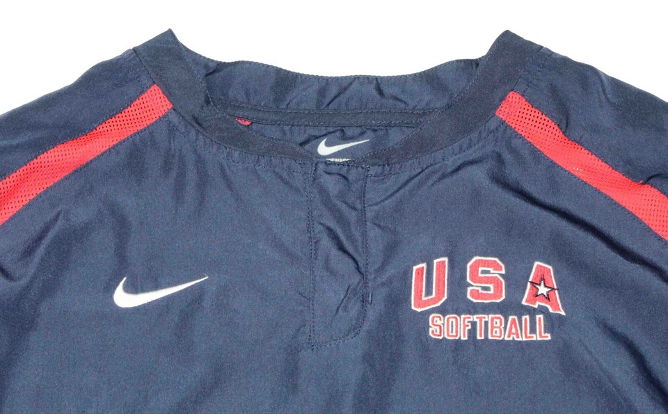Nike USA Softball Embroidered 2 Snap L/S Windbreaker Jacket Mens Size ...