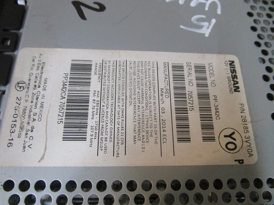 14 15 16 17 18 19 Nissan Versa Radio Stereo CD Player Receiver AM FM ...