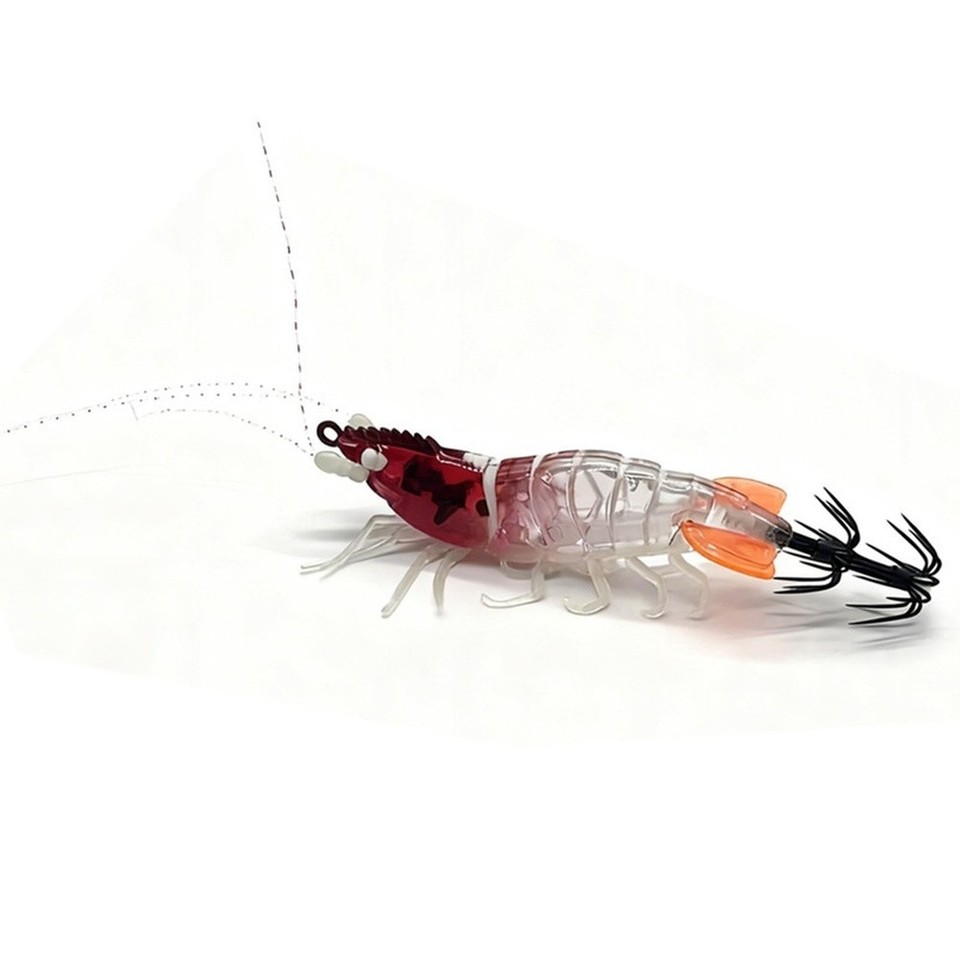 Glow Beads Wood Shrimp Hook Slow Sink with Soft Legs for Squid Fishing ...