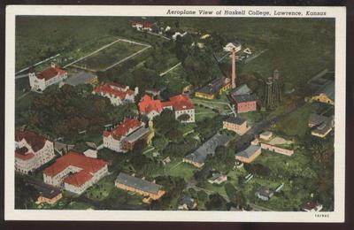 Postcard LAWRENCE Kansas/KS Haskell College Campus Aerial view 1930's ...