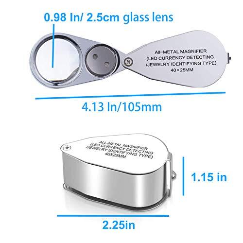 40X Metal Illuminated Jewelers Loop Magnifier Glass, Loupe Magnifier ...