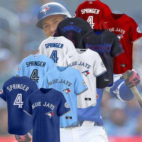 NEW! George #4 Springer Toronto Blue J Name & Number Player Stitched ...