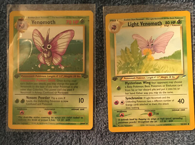 Venomoth & Light Venomoth 29/64 53/105 1st Edition Bundle Rare Pokemon ...