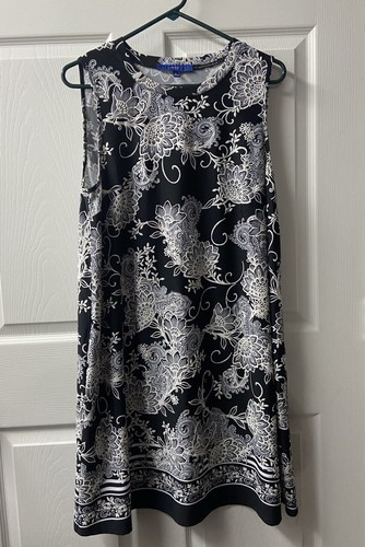 Apt 9 Sheath Dress Womens Large Black White Textured Floral Sleeveless ...