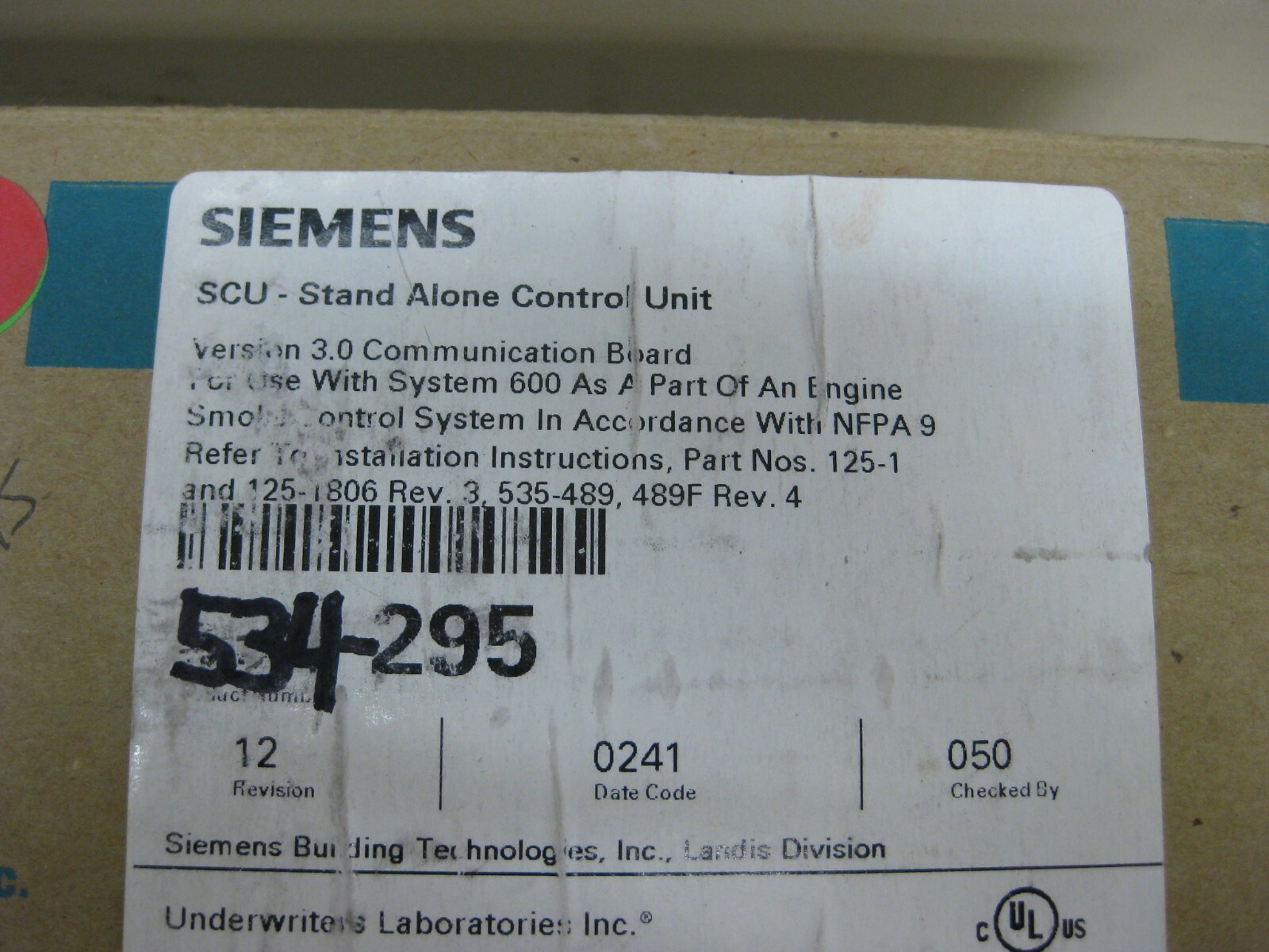 Siemens SCU Stand Alone Unit Communication Board 534 295 for sale ...