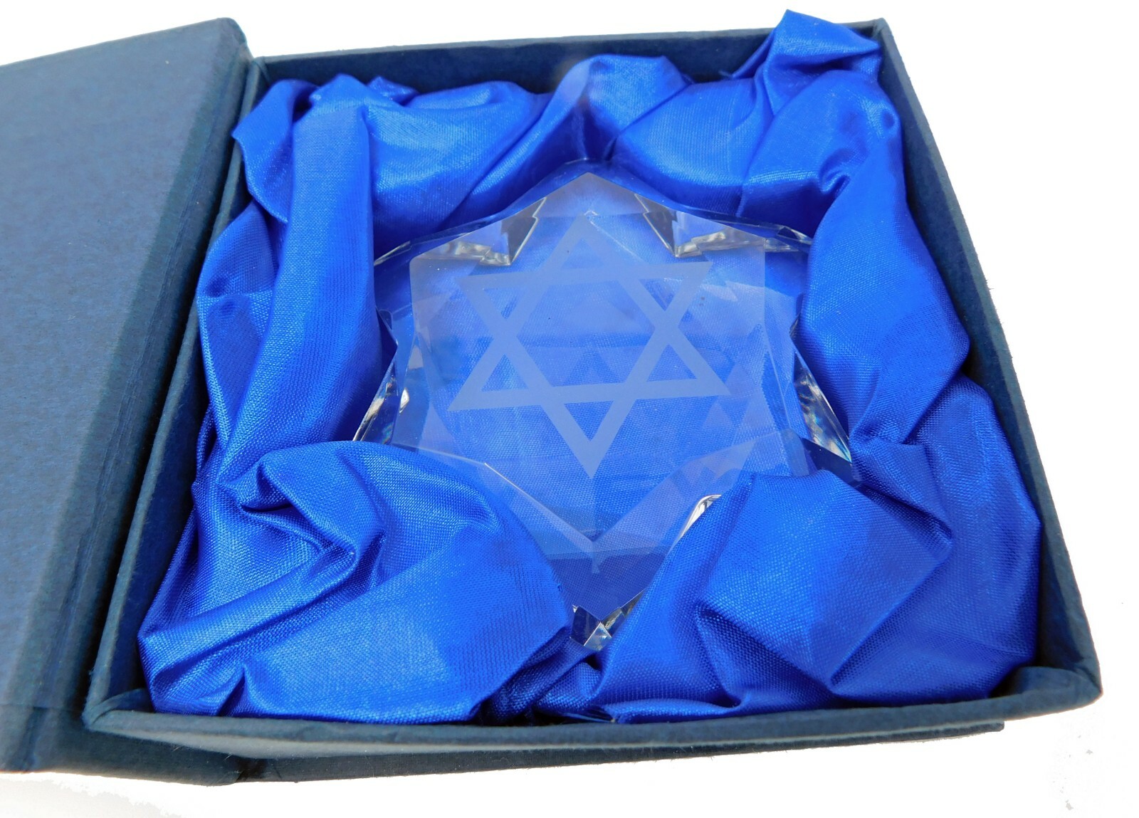 Crystal Paperweight Cut Glass Jewish Star Of David Religious Israel ...