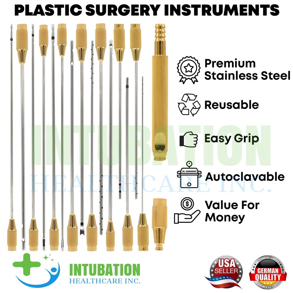 17 Pcs Liposuction Cannulas Set Luer Lock Nano Fat Transplantation ...