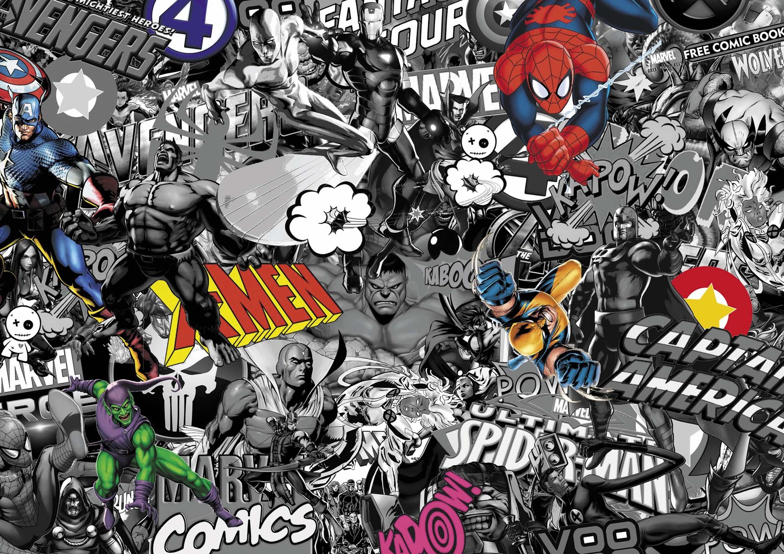 COMIC STICKERBOMB CAST VINYL/ WRAP Sheet 1000mm X 300MM (B&W with ...