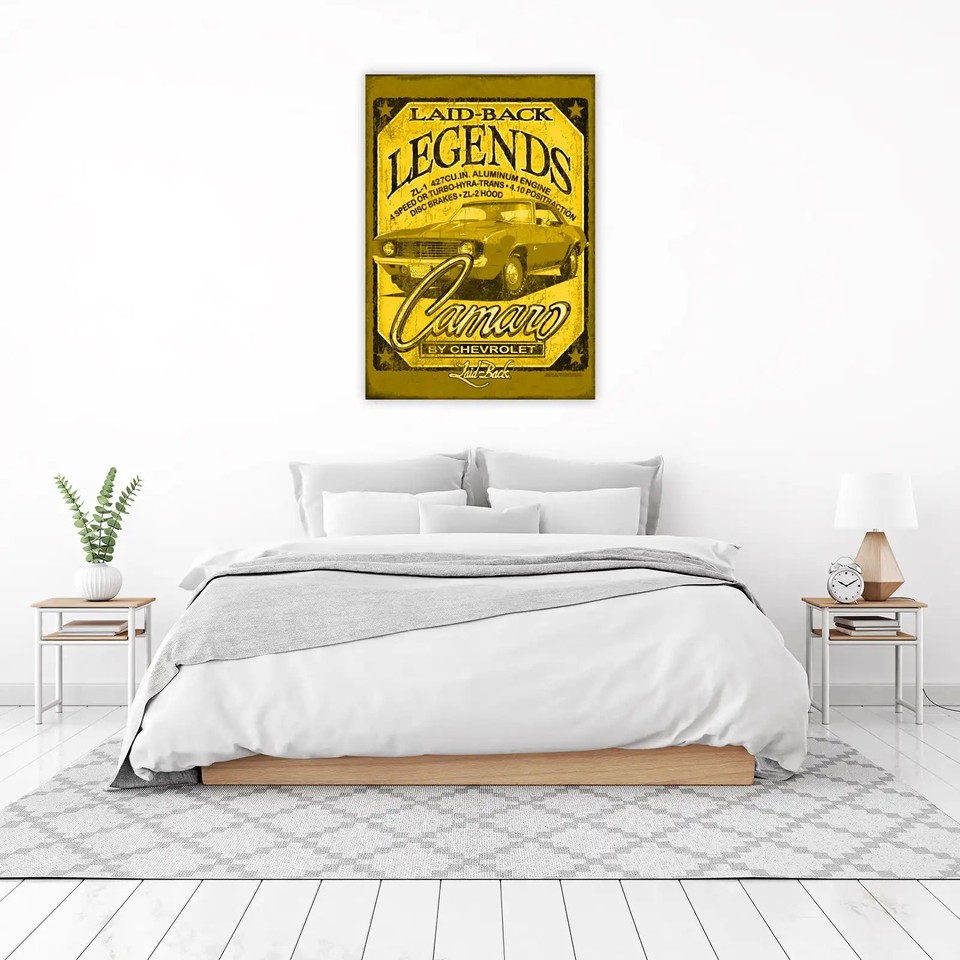 Vintage Chevy Camaro Legend Yellow Canvas Print Large Picture Wall Art ...