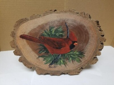 Wood 11" X 8" Hand Painted Cardinal Wall Hanging | eBay