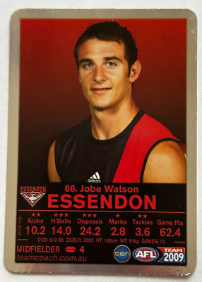 2009 Teamcoach Silver card - Jobe Watson No.66 Essendon | eBay Australia