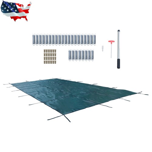 22x42 ft Pool Safety Cover Rectangular Green PP In Ground Pools for ...