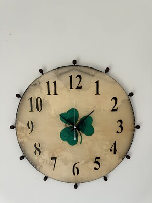 Handmade Leather Three Leaf Clover Wall Clock | eBay
