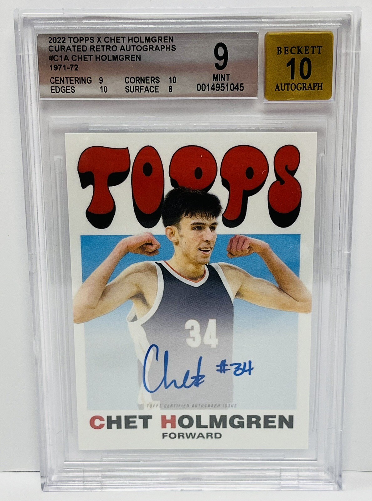 2022 Topps X Chet Holmgren Retro Autograph #61/99 BGS 9 | eBay