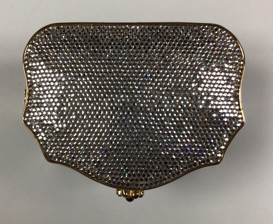 VINTAGE JUDITH LEIBER SILVER & GOLD SWAROVSKI CRYSTAL MINAUDIERE ...