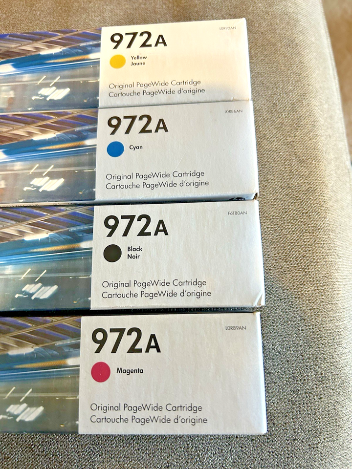 GENUINE SET 4 HP 972A INK MAGENTA YELLOW CYAN BLACK SEALED | eBay