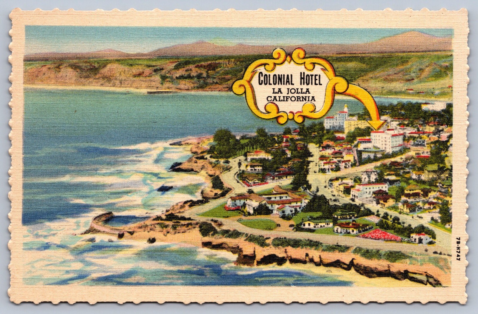 Postcard La Jolla CA Colonial Hotel Overlooking the Ocean | eBay