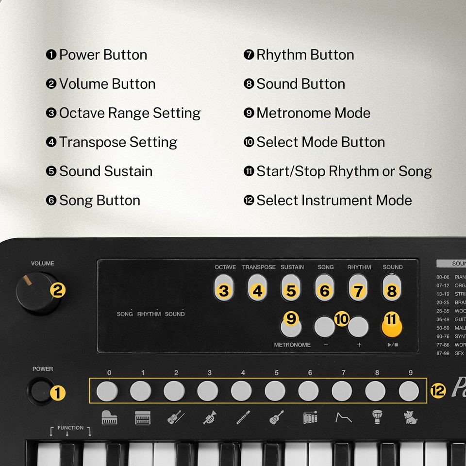 POGOLAB 37 Keys Piano Keyboard Mini Digital Music Keyboard Transpose ...