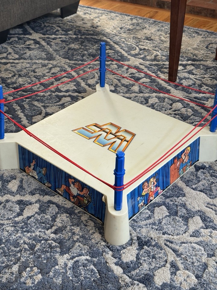 1984 WWF Wrestling Superstars Sling 'Em-Fling 'Em Wrestling Ring & 9 ...