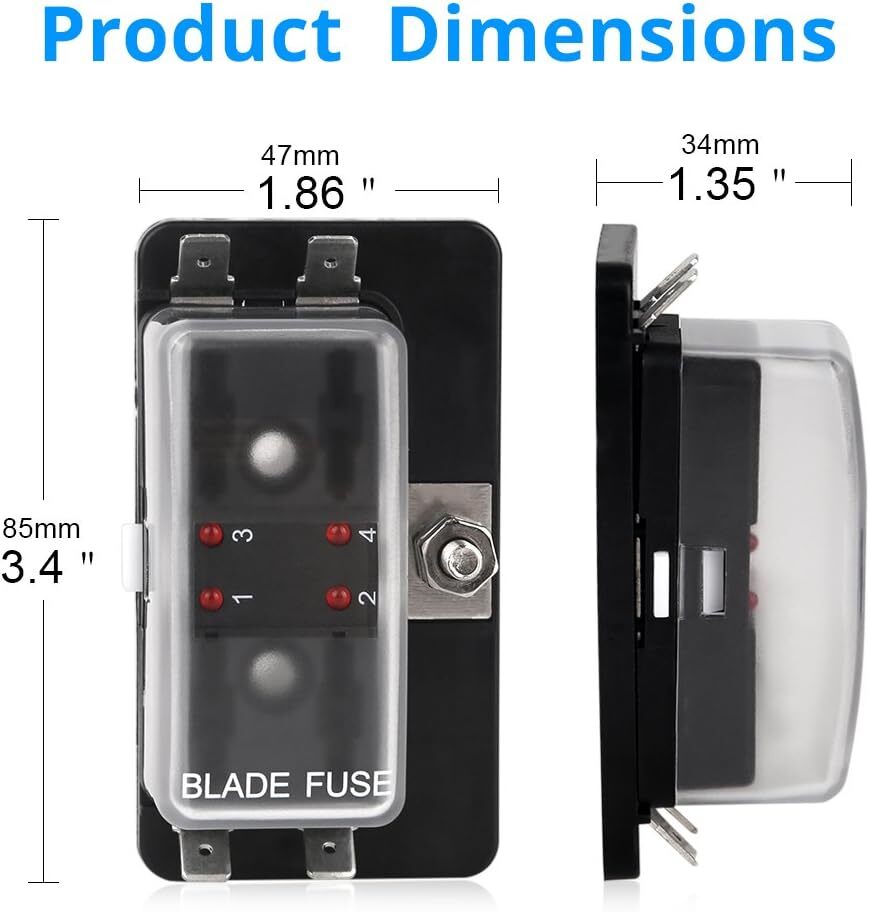 4-Way Blade Fuse Box 12~32V 4-Circuit Fuse Block with Cover for ...