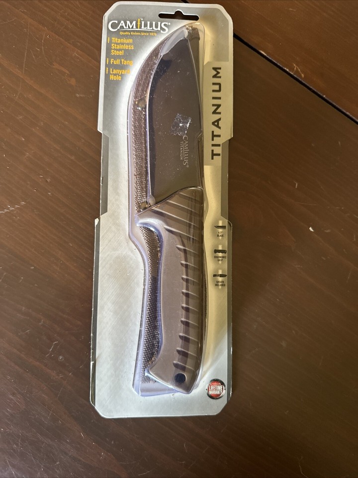 Camillus Titanium 9.75” fixed blade knife & sheath NEW in Package ...