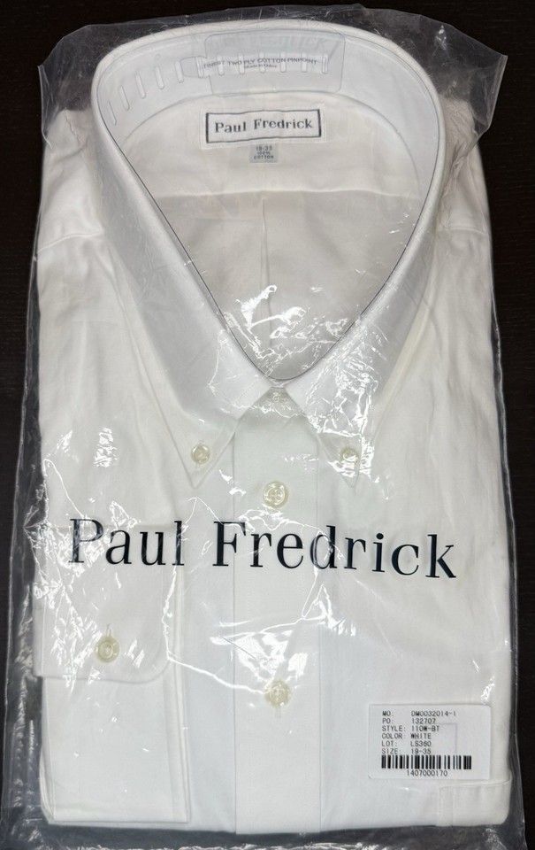 Paul Fredrick Mens White Long Sleeve Shirt Size 19 35 NWT Monogram EHH | eBay