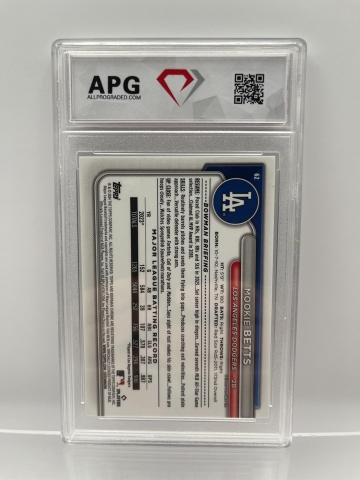 Mookie Betts 2024 Bowman Chrome Mega Box #62 APG Graded Gem Mint 10 | eBay