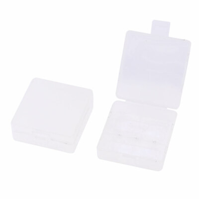 2 Pcs Rectangle Clear White Plastic Battery Case Box for 9V Type ...