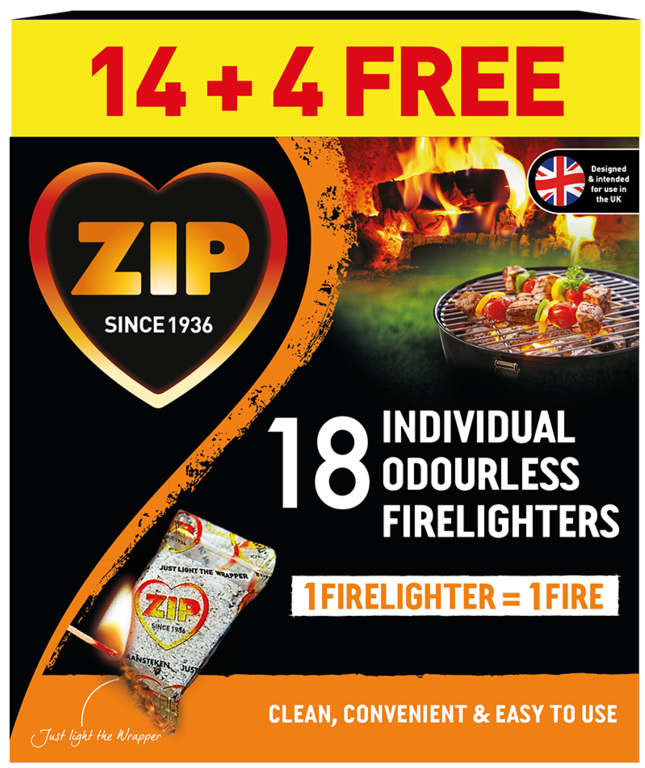 ZIP Fast & Clean Wrapped Firelighters for Open Fires BBQs Stoves ...