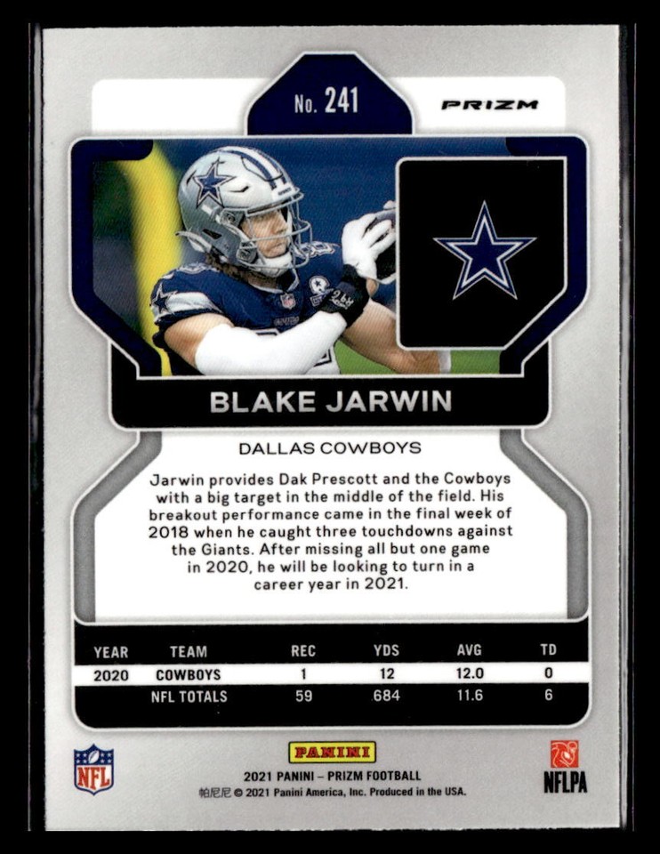 2021 Panini Prizm #241 Blake Jarwin Green | eBay