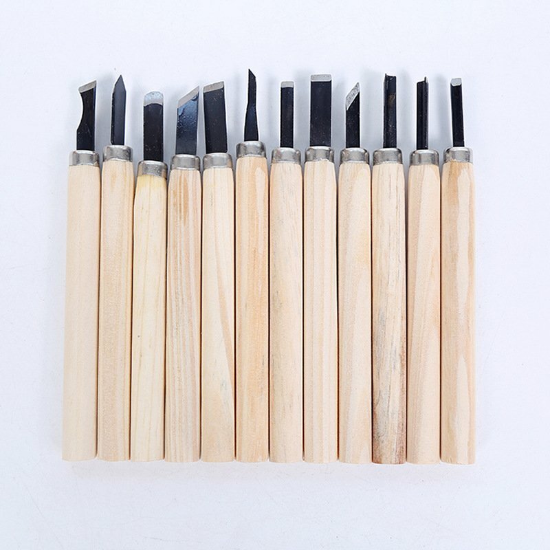 12Pcs Wood Carving Tools Hand Chisel Knife Set Woodworking Gouges ...