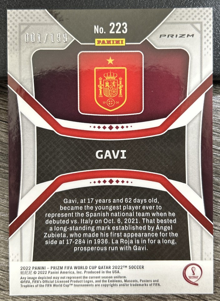 Gavi 2022 Panini Prizm FIFA World Cup Purple #/199 Rookie #223 First ...