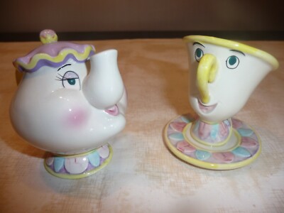 DISNEY MRS POTTS TEA POT and CHIP TEA CUP ON SAUCER - MINATURE - 2 ...
