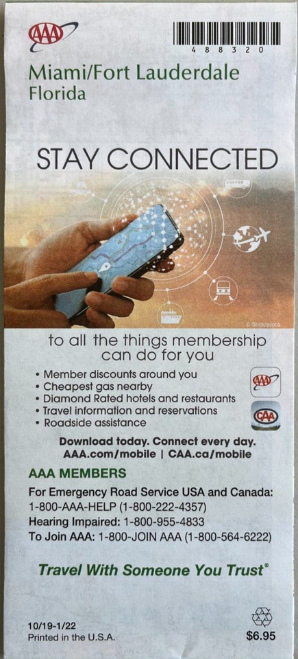 New AAA MIAMI FORT LAUDERDALE FLORIDA ROAD MAP Highway Vicinity FL CITY ...