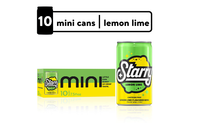 Starry Lemon Lime Soda, Caffeine Free, Mini Cans, 7.5 Ounce (Pack of 10 ...