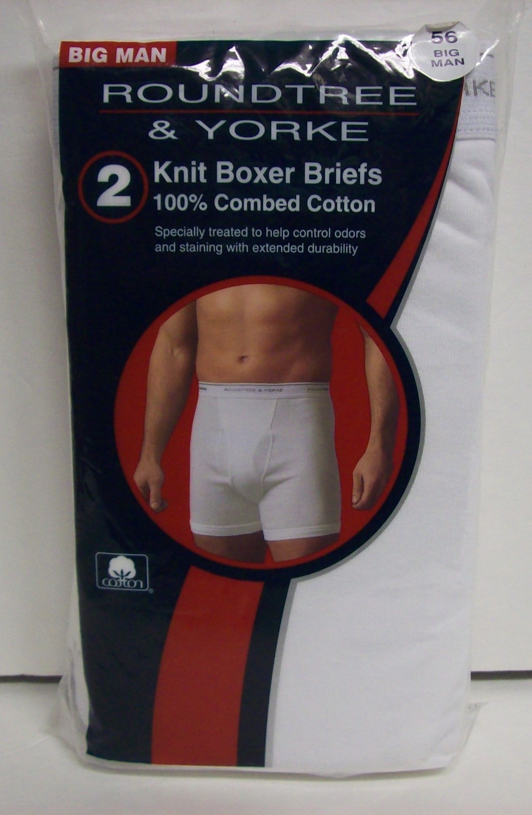Men Roundtree & Yorke White Knit Boxer Briefs Underwear Size 56 Big Man ...