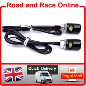 Small Black 12v LED Number Plate Lights Round Bolt Style Universal ...