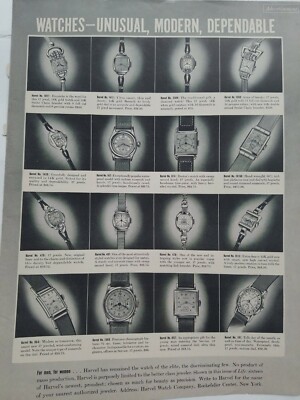 1941 Harvel 12 styles mens women's wristwatch wrist watch vintage ad | eBay