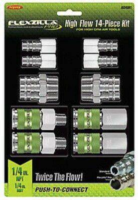 14PC LEGACY FLEXZILLA PRO HI FLO AIR HOSE QUICK COUPLER FITTING SET ...